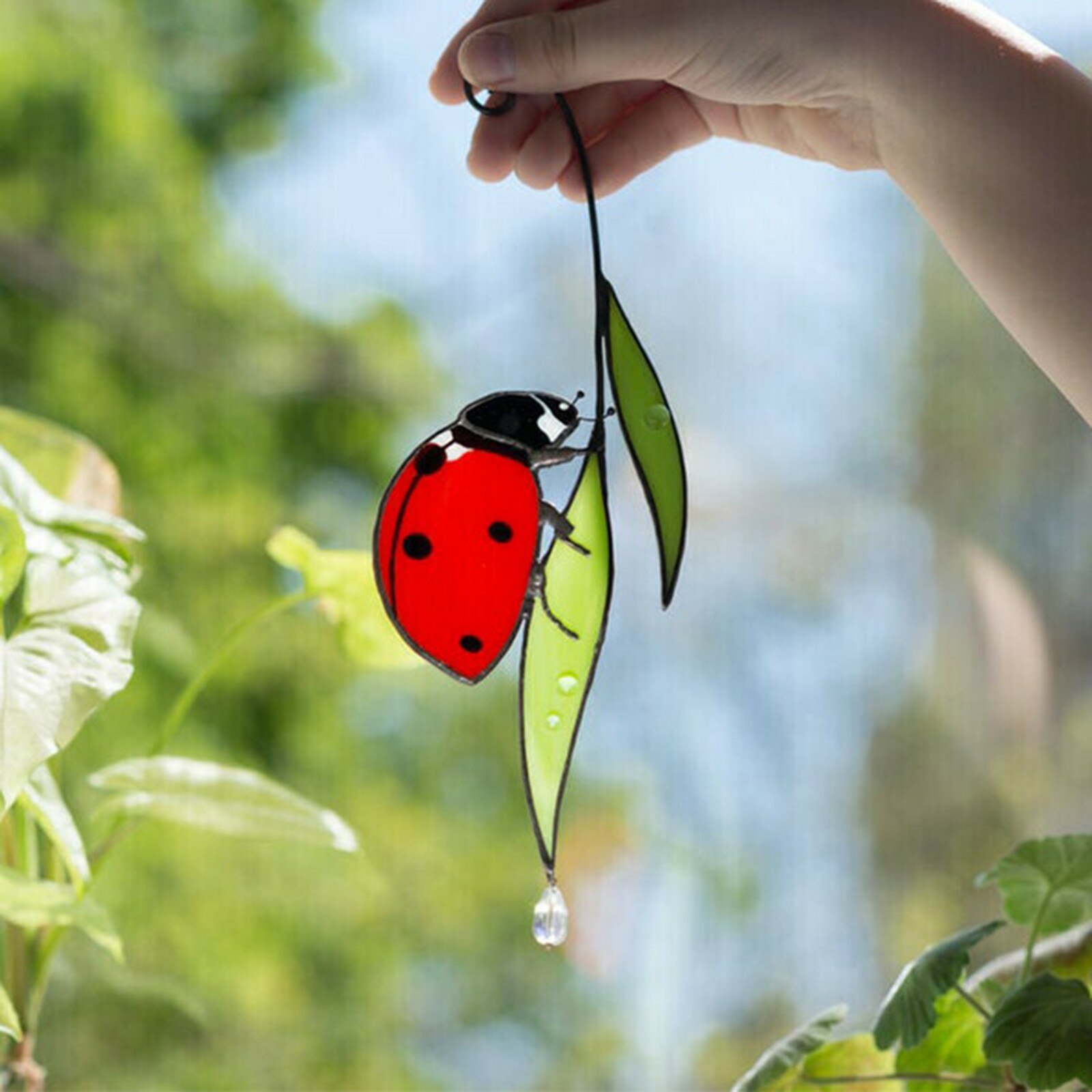 Lady Bug Suncatcher Stained Glass Window Opknoping... – Vicedeal
