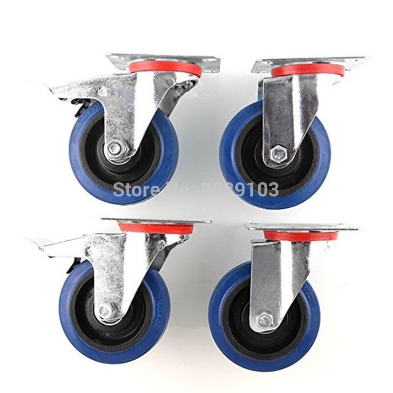 4PCS 3 inch medium duty rubber caster wheel blue r... – Grandado