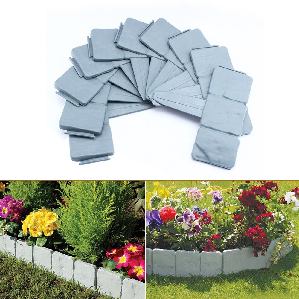 10Pcs Grey / Orange Garden Fence Edging Cobbled St... – Grandado