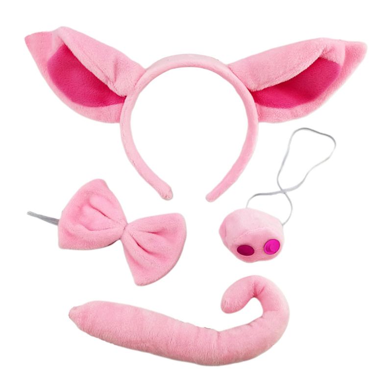 Super Soft Pig Ear Headband Nose Tail Halloween An... – Grandado