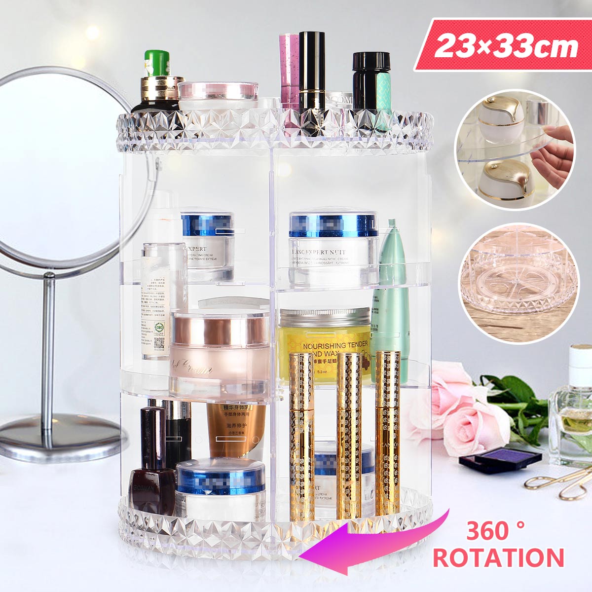 Rotat Cosmetic Storage Box Makeup Organizer Transp... – Grandado