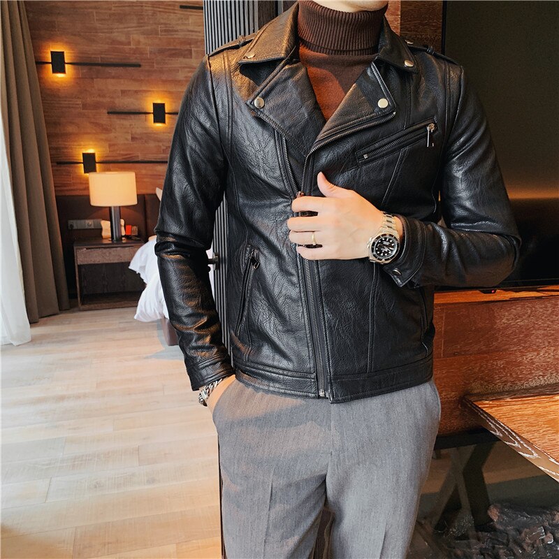 Mens Leather Jacket 2022 Spring Men Motorcycle PU ... – Grandado