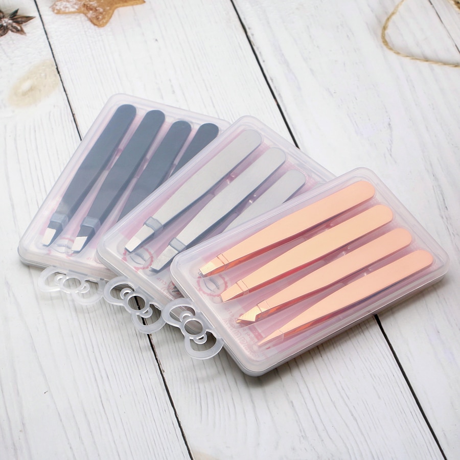 Sylyne 4pcs stainless steel eyelash tweezers tools... – Grandado