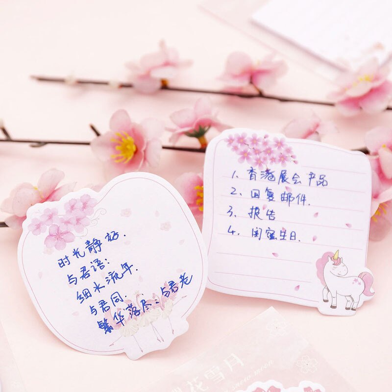 Girl Cherry Sakura Snow Moon Memo Pad Sticky Notes... – Vicedeal