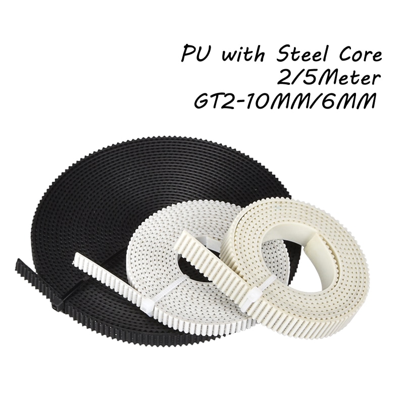 2/5Meter PU with Steel Core GT2 Belt Black White 2... – Vicedeal