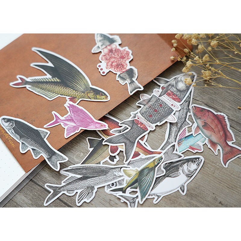 16pcs Flying fish vintage Stickers Crafts Scrapboo... – Vicedeal