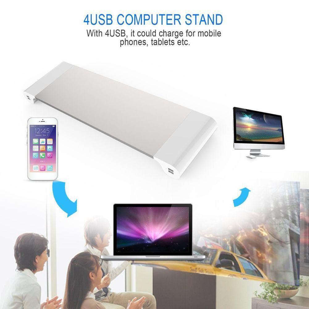 4 Ports USB Monitor Stand Holder Phone Charger Des... – Grandado