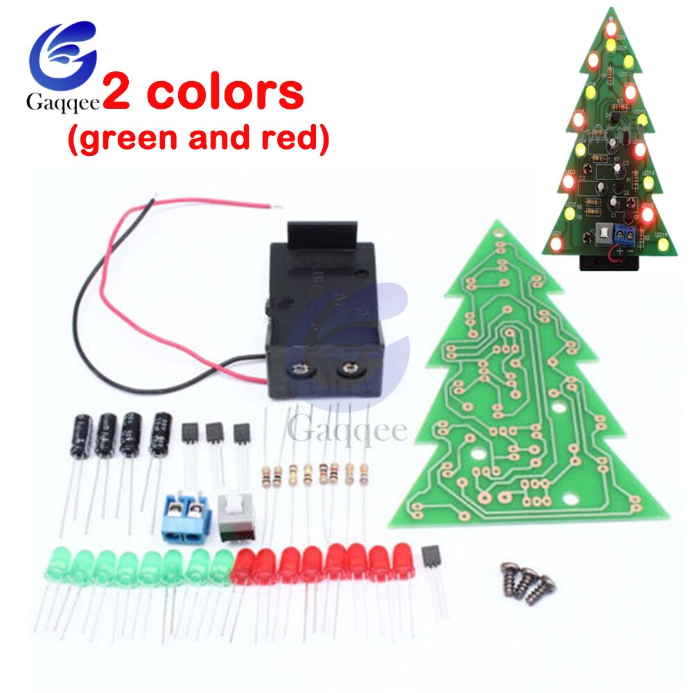 3D Kerstboom LED Flash DIY Kit Rood/Groen Circuit ... – Grandado