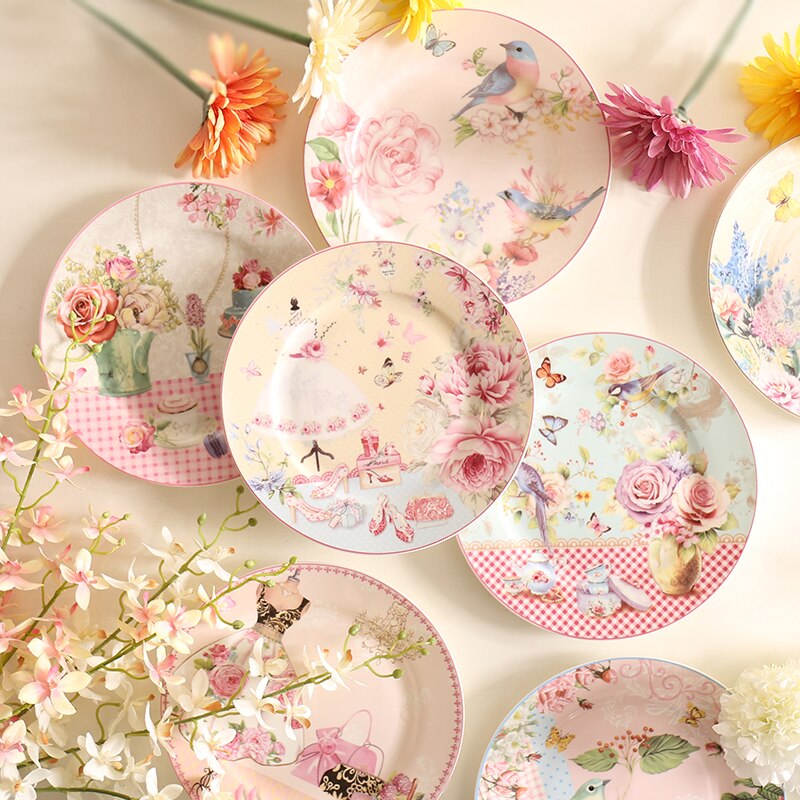Pastoral style bone china western plate English af... – Vicedeal