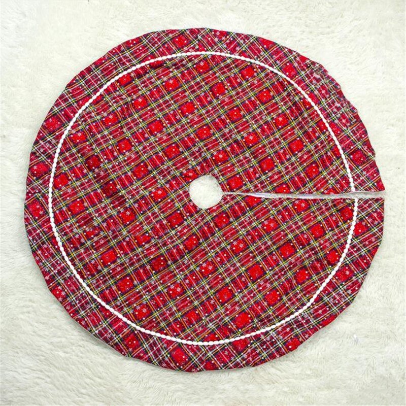Christmas Tree Skirts Red Plaid Snowflake Print Tr... – Grandado