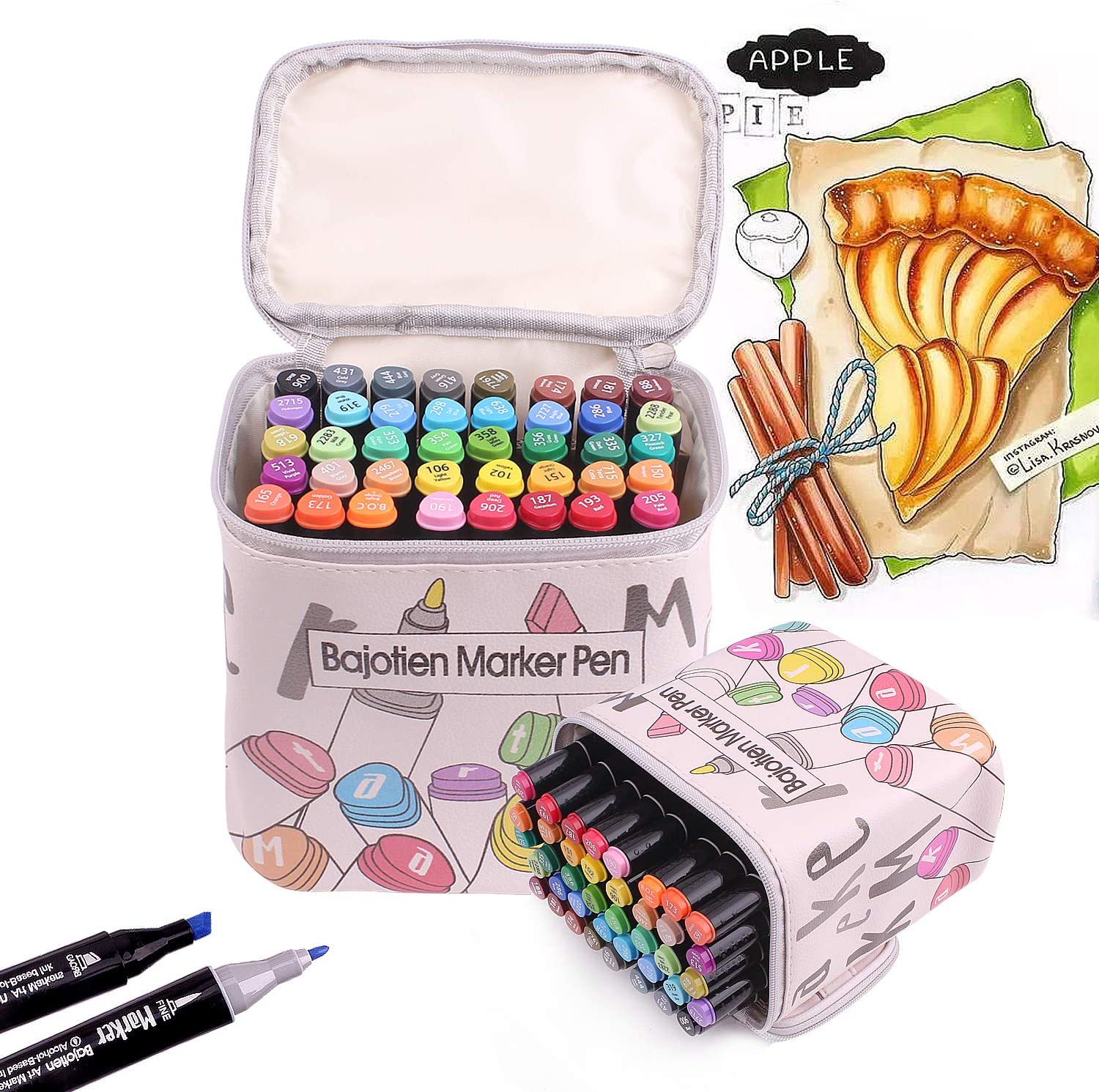 Bajotien Art Markers 12/40/60/80 Colors Alcohol Ba... – Grandado