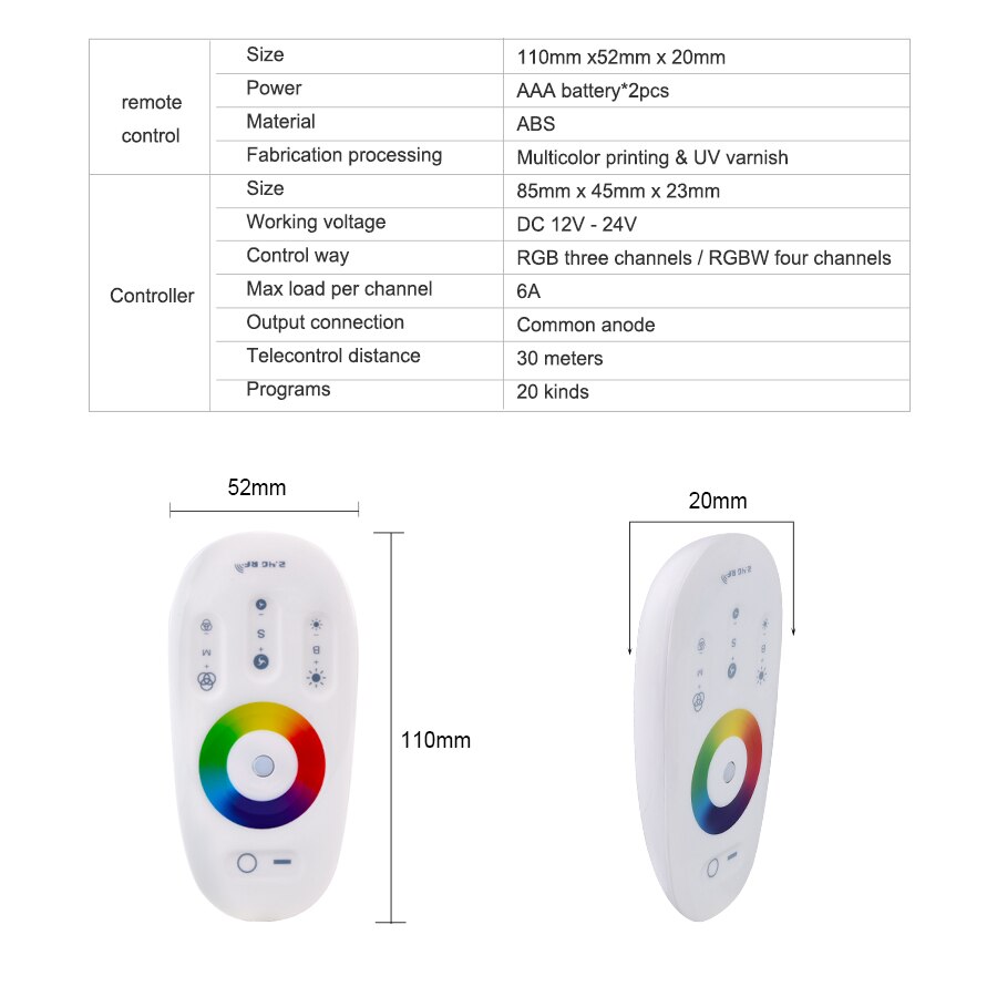 2.4g trådløse berøringsskærme led rgb rgbw control... – Vicedeal