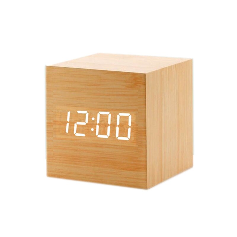 Holz LED Alarm Clock Retro Glow Uhr Desktop Tabell... – Vicedeal