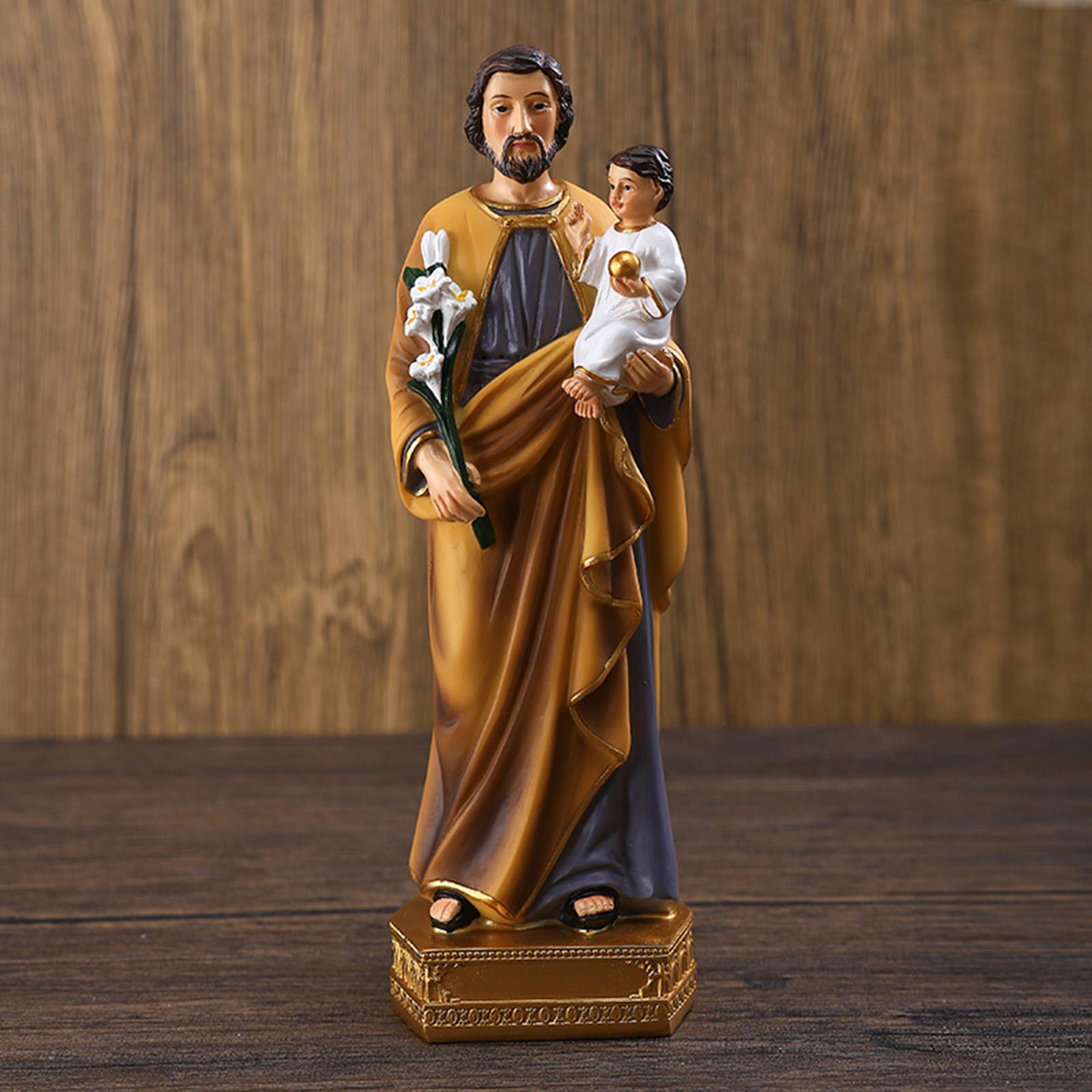 Saint Joseph and Child Jesus on Base 20cm Resin Co... – Vicedeal
