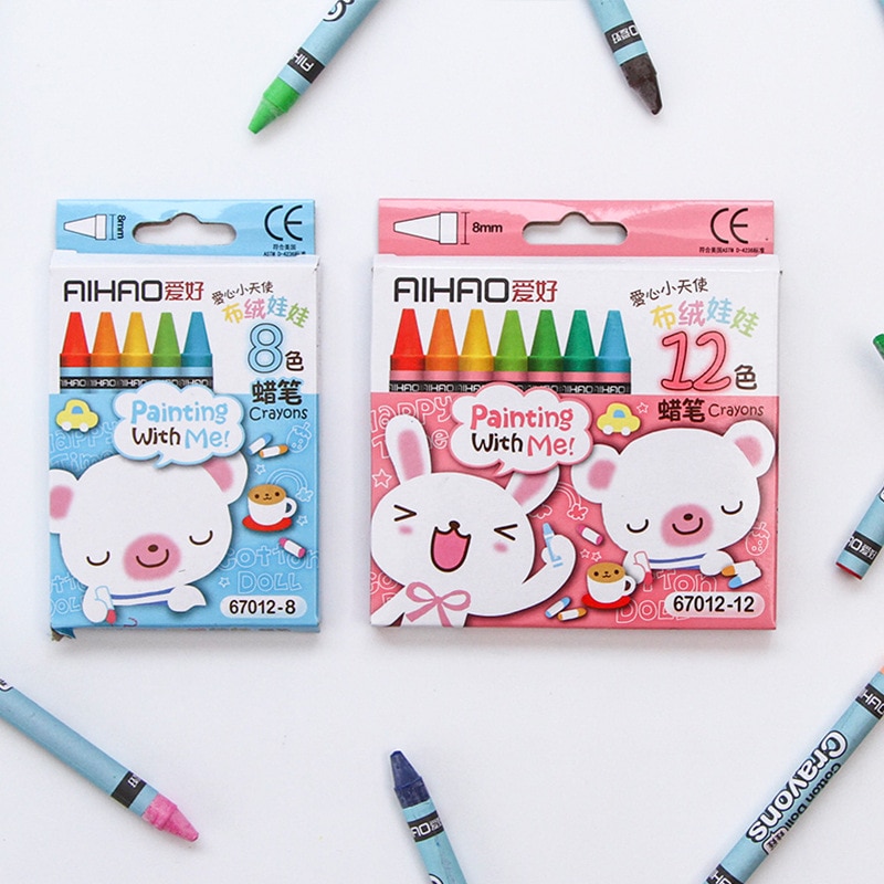 Coloured Wax Caryon Set 8/12 Colors Crayons Pastel... – Grandado