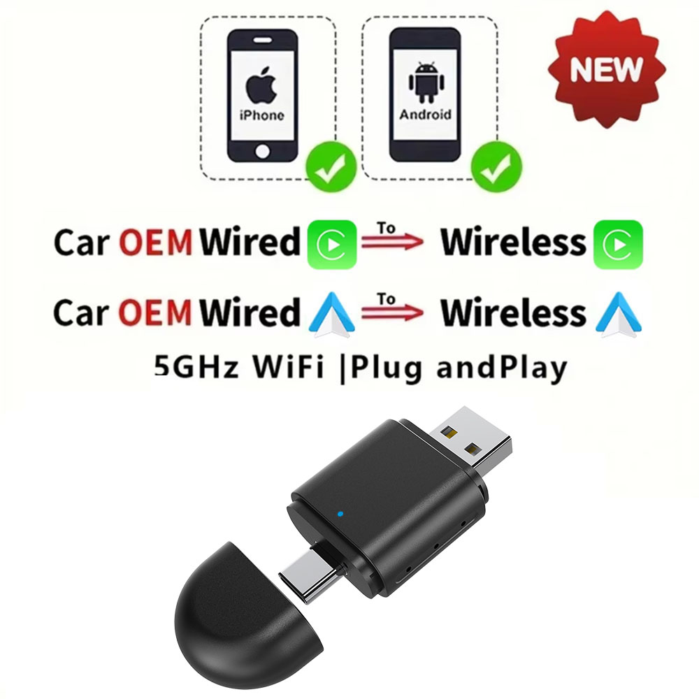 2 in 1 Wireless CarPlay Android Auto Apple Carplay... – Grandado