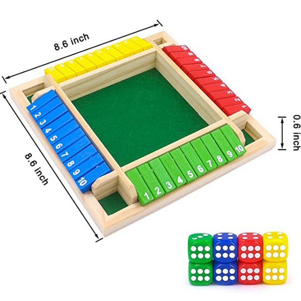 Dice Board Game 4-sided 10-number Wooden Board Lux... – Grandado