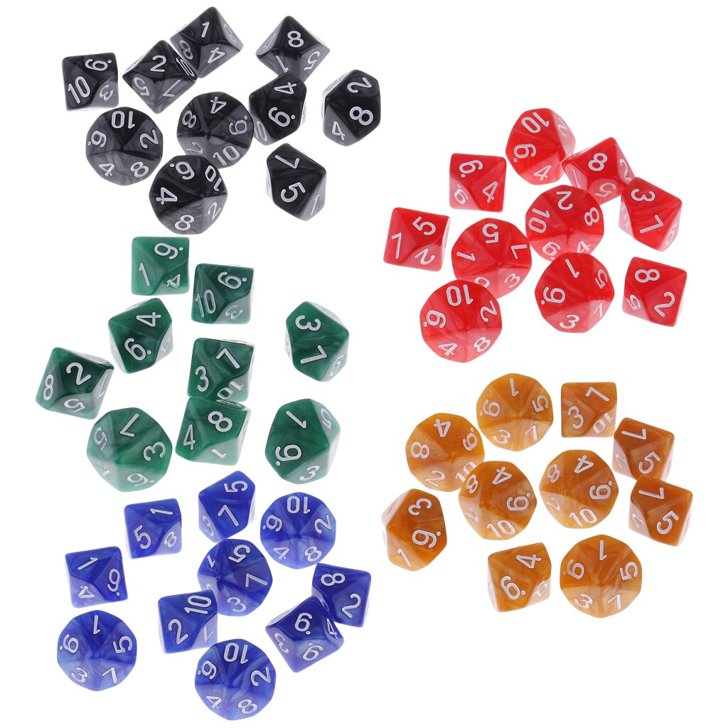 10 Pieces Plastic 10-sided Dice D10 for Party Bar ... – Grandado