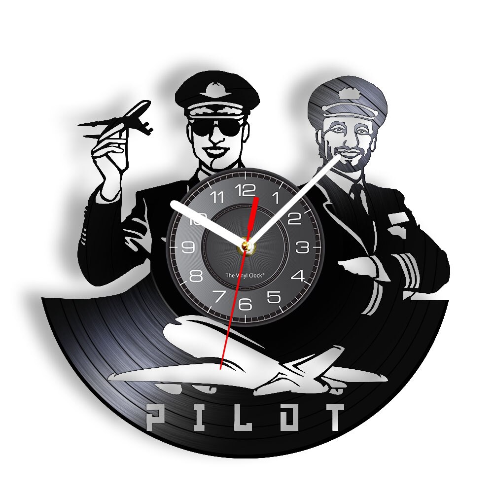 Flight Attendant Vinyl Record Wall Clock Pilot Hom... – Grandado