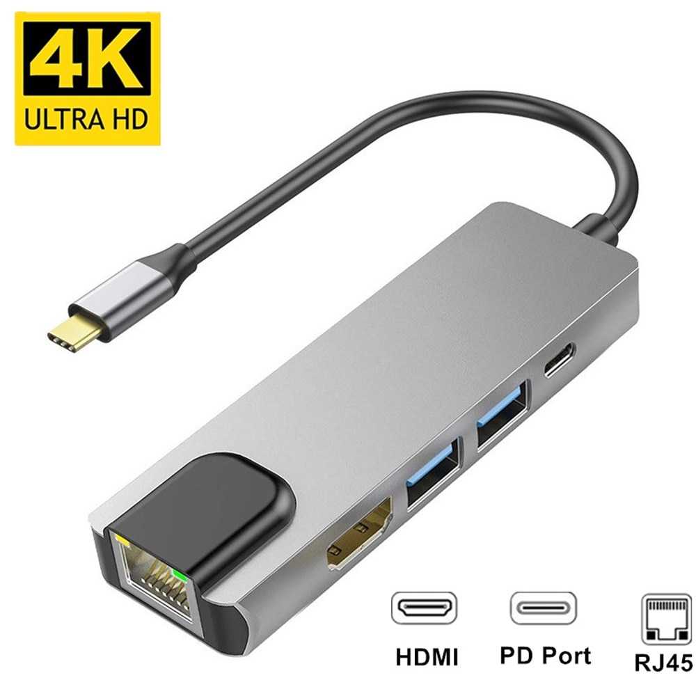 Type c til hd rj45 pd adapter usb 3.0 hub etherne... – Vicedeal