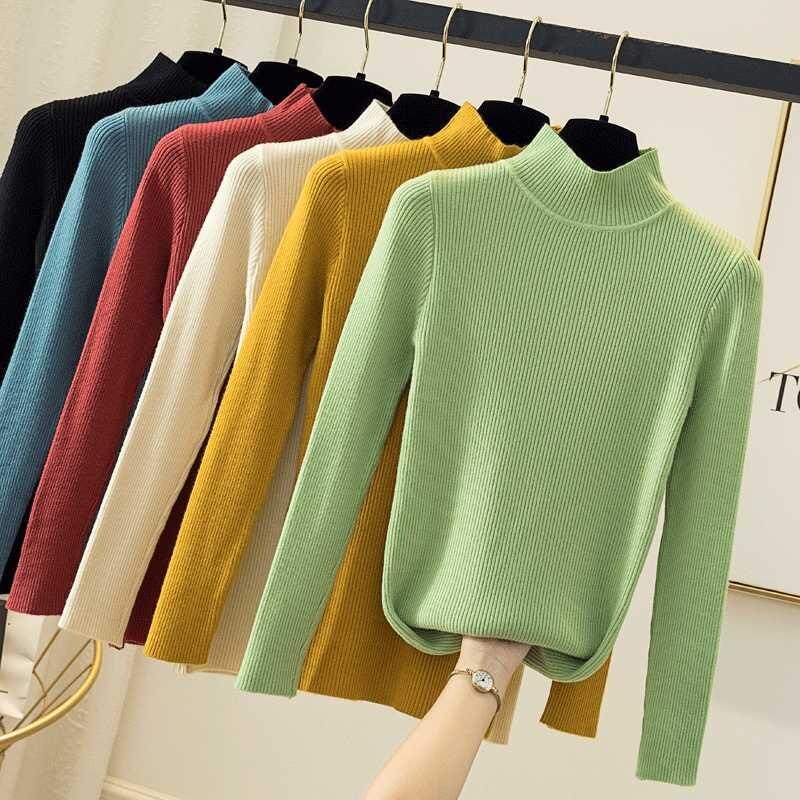 Halv rullekrave sweater dame pullover strikket bom... – Vicedeal