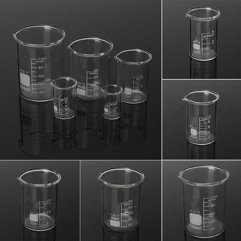 5Pcs Glass Beaker Set 5/10/25/50/100ml Borosilicat... – Grandado