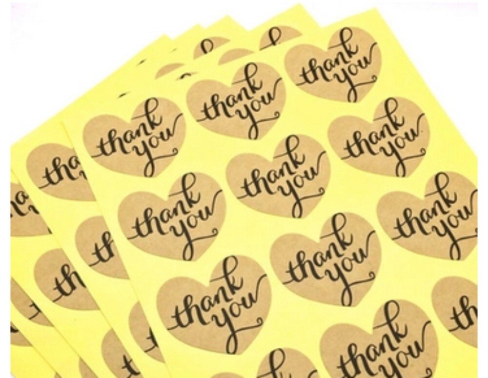 600 Vintage kraft heart shape "thank you"... – Vicedeal