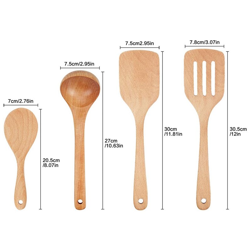 Wooden Cooking Utensils, 4-Piece Wood Cooking Spoo... – Grandado