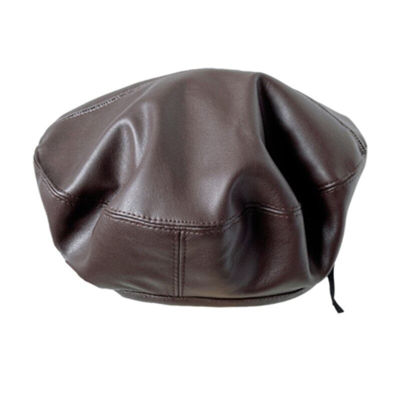 Y166 Beret Hat Women PU Leather Beret British Styl... – Vicedeal
