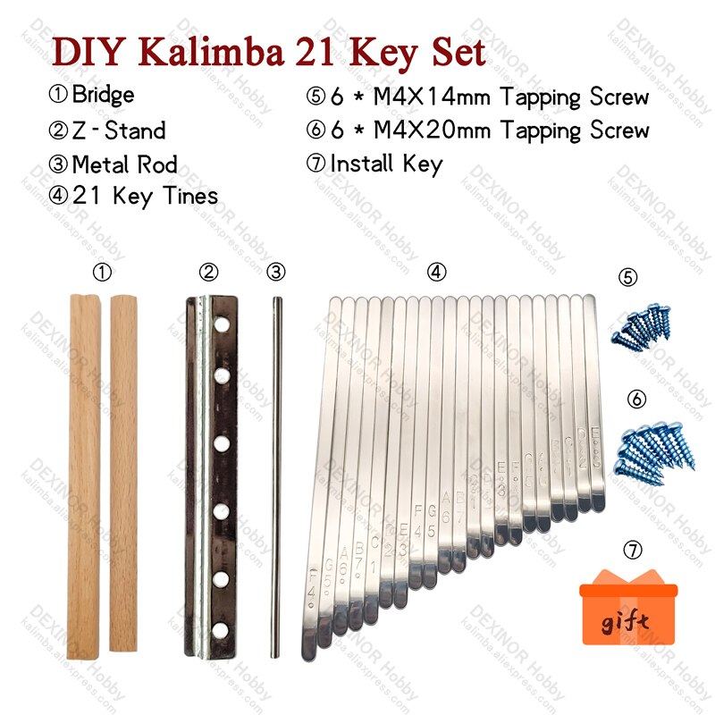 21-Key Gebogen Tip Graveren Kalimba Toetsen Tanden... – Grandado