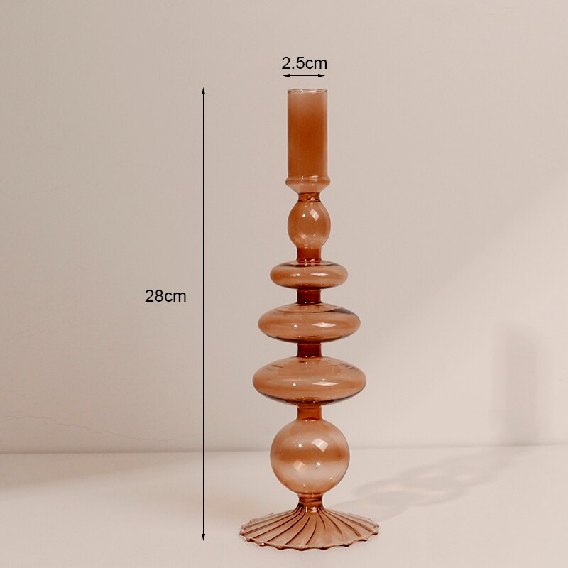 Brown Glass Candle Stick Holders Table Decoration ... – Vicedeal