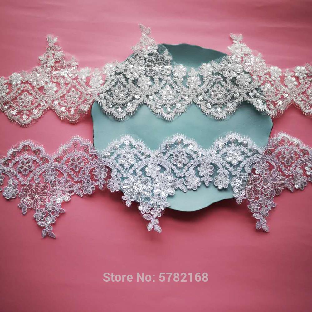 1Yard/13cm White/Ivory Cording Fabric Sequins Flow... – Vicedeal