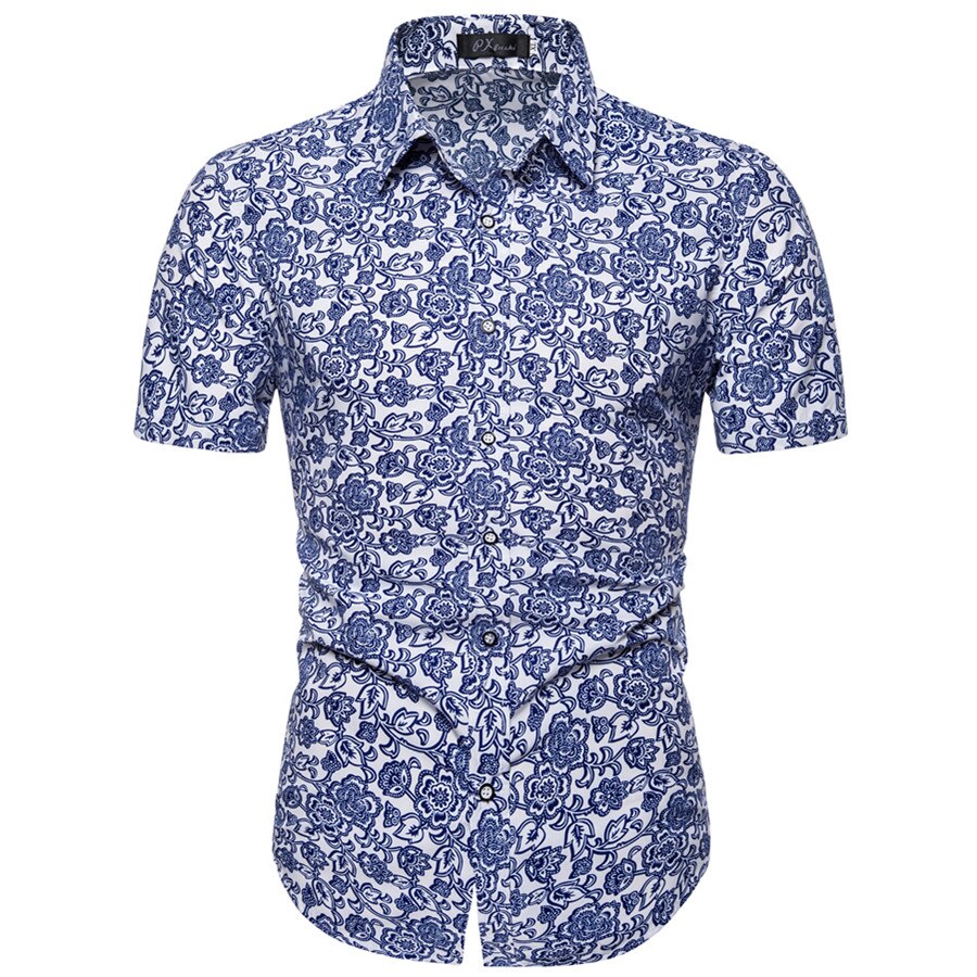 Zomer Mannen Casual Korte Mouwen Bloemen Shirts – Vicedeal
