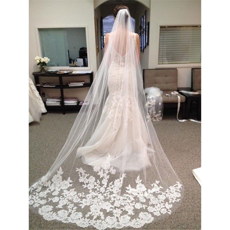 One-Layer Women Ultra-Long Trailing Wedding Veil R... – Vicedeal