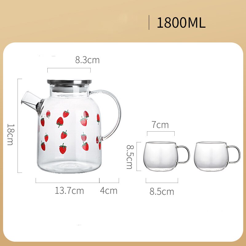 Water Jug Glass Water Pitcher Strawberry My Water ... – Grandado