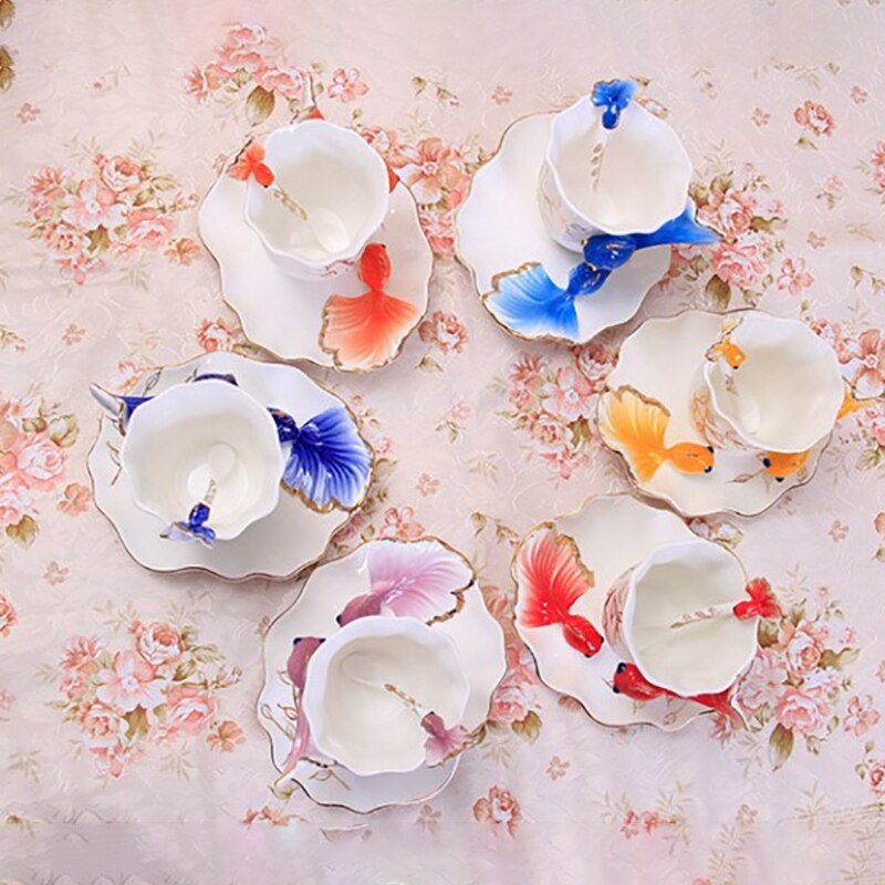 Creatieve Thee Cups Delicate Koffie Sets Goudvis K... – Vicedeal