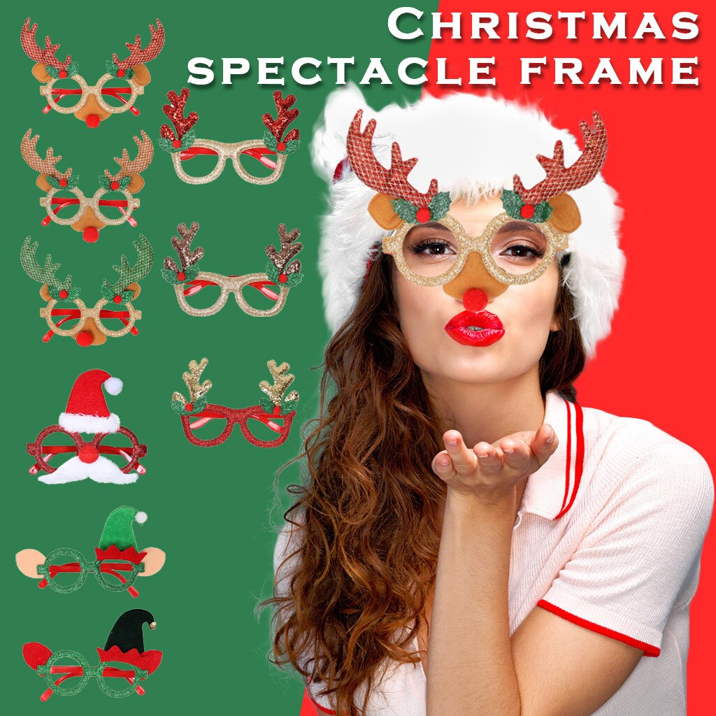 Christmas Cute Cartoon Glasses Frame Glittered Eye... – Vicedeal
