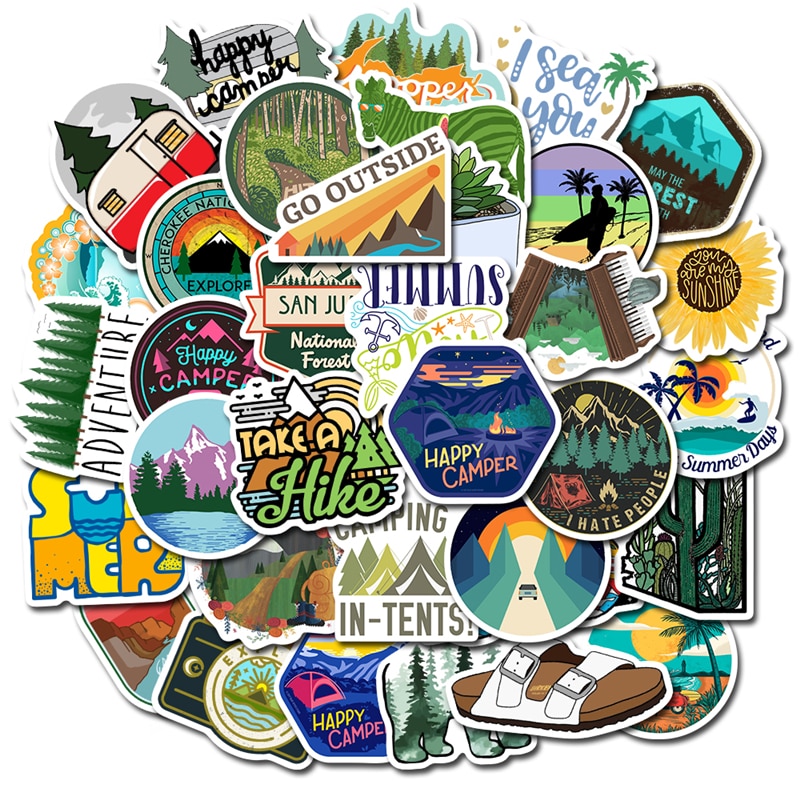 50 Pcs/lot Hiking Travel Stickers Adventure Outdoo... – Grandado
