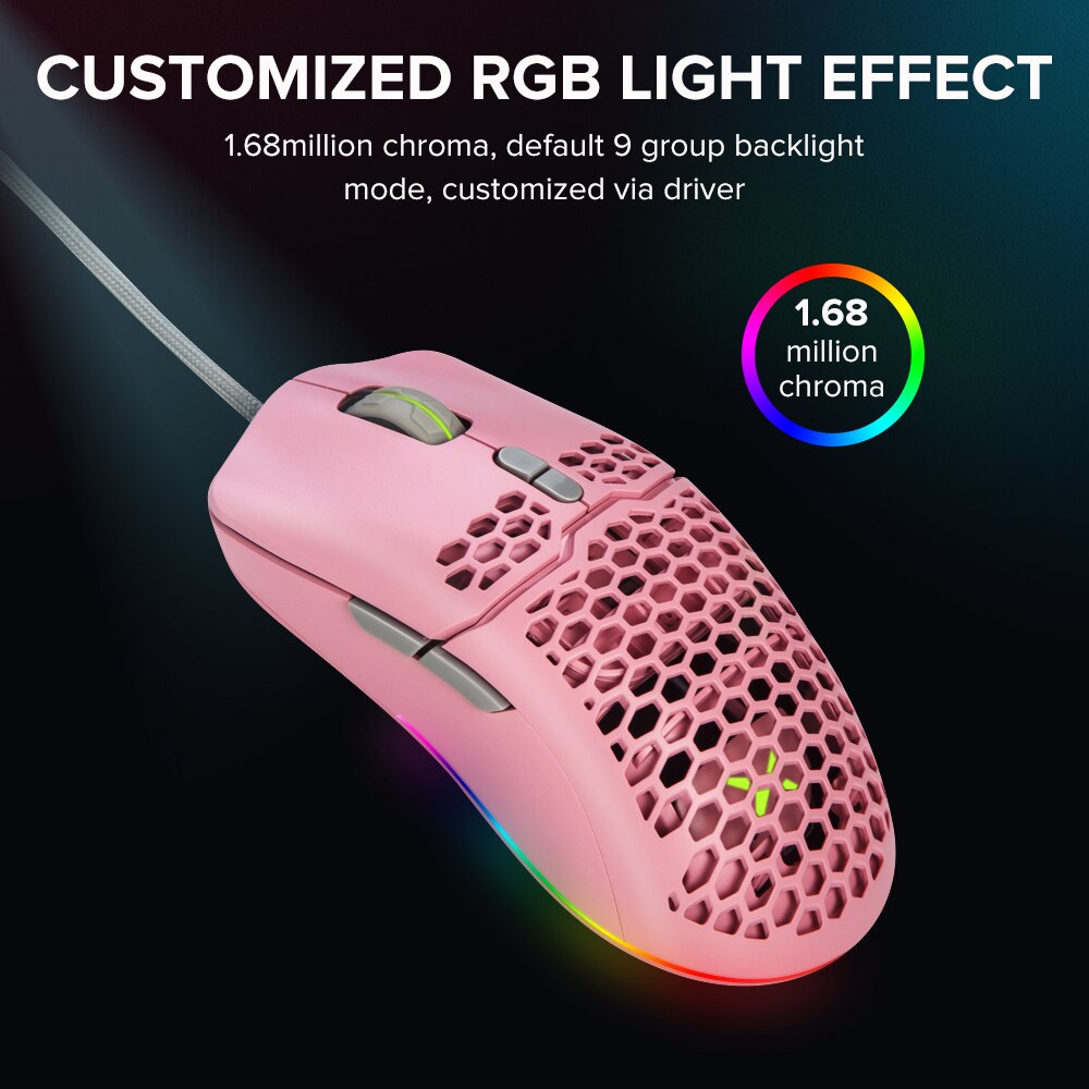 Delux M700 PMW3389 Pink Gaming Mouse 67g Lightweig... – Grandado