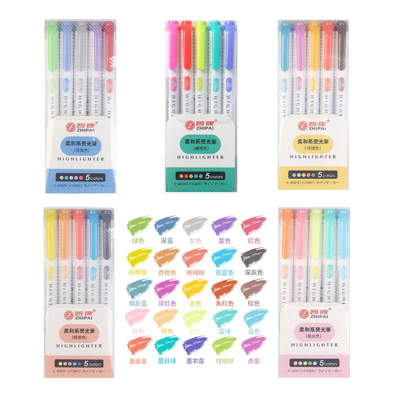 25 Colors/box Mildliner Highlighter Pen Fluorescen... – Grandado