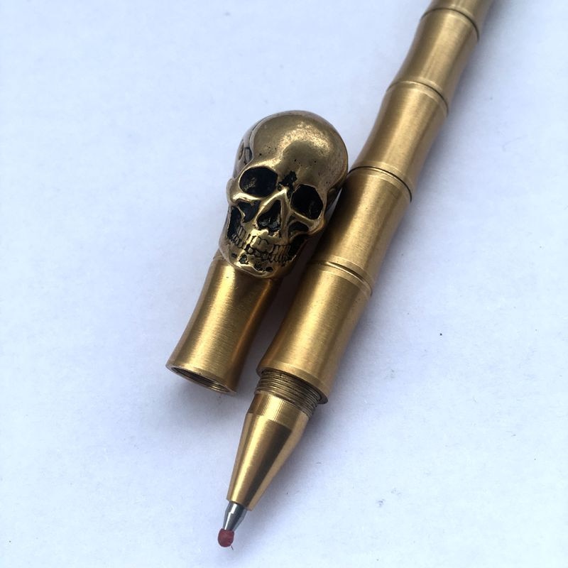 Writing Tools Handmade Solid Brass Pen Skull Ball ... – Grandado