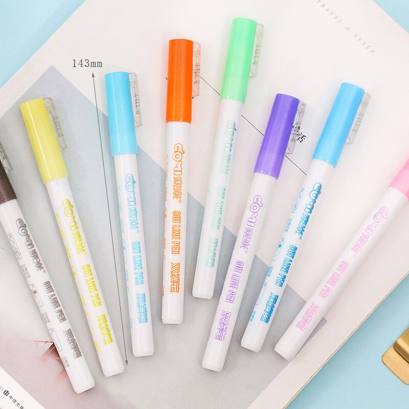 Newly 8Pcs/Set Double Liner Outline Pen Writing Dr... – Grandado