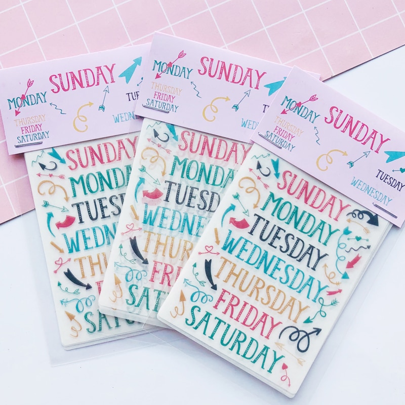5 Sheets/Pack Monday to Sunday 7 Days Paper Decora... – Grandado