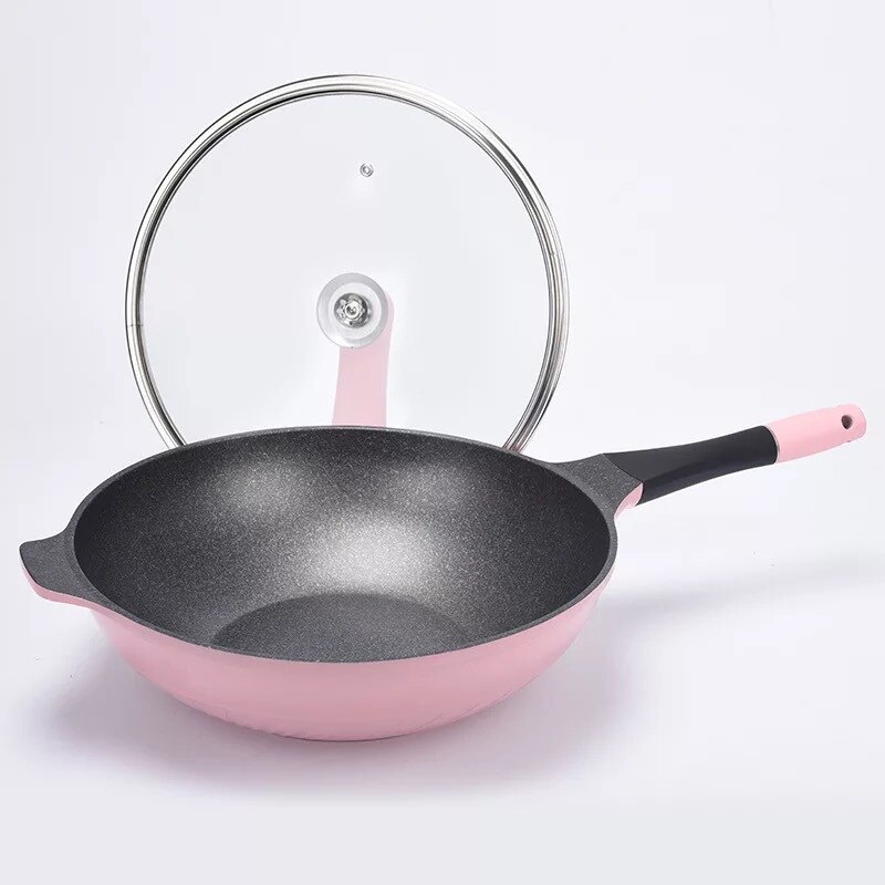 Pink Multipurpose large deep pan 32cm Wok Home non... – Vicedeal
