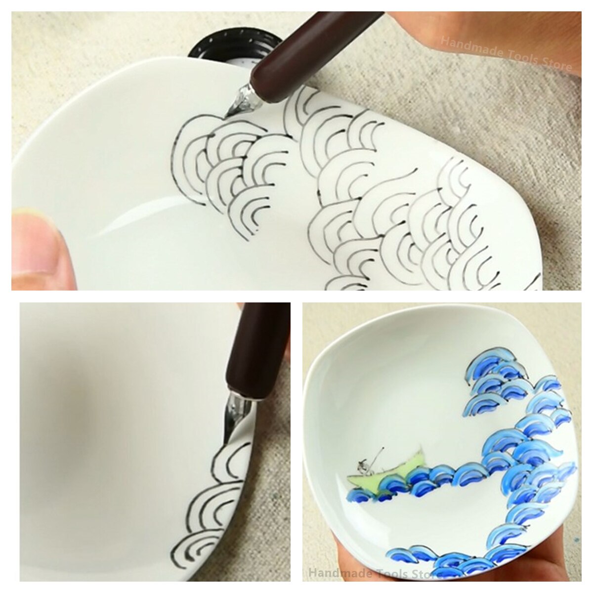 Pottery Art On-Glaze Dipping Fountain Pen Wooden P... – Grandado