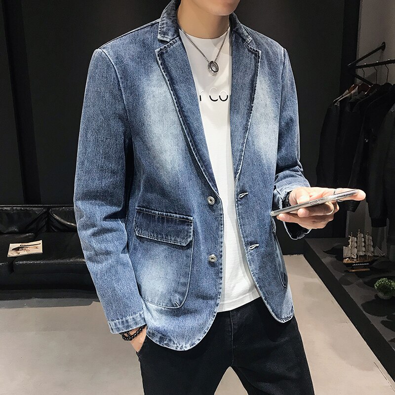 autumn denim small suit jacket Korean men's slim s... – Grandado
