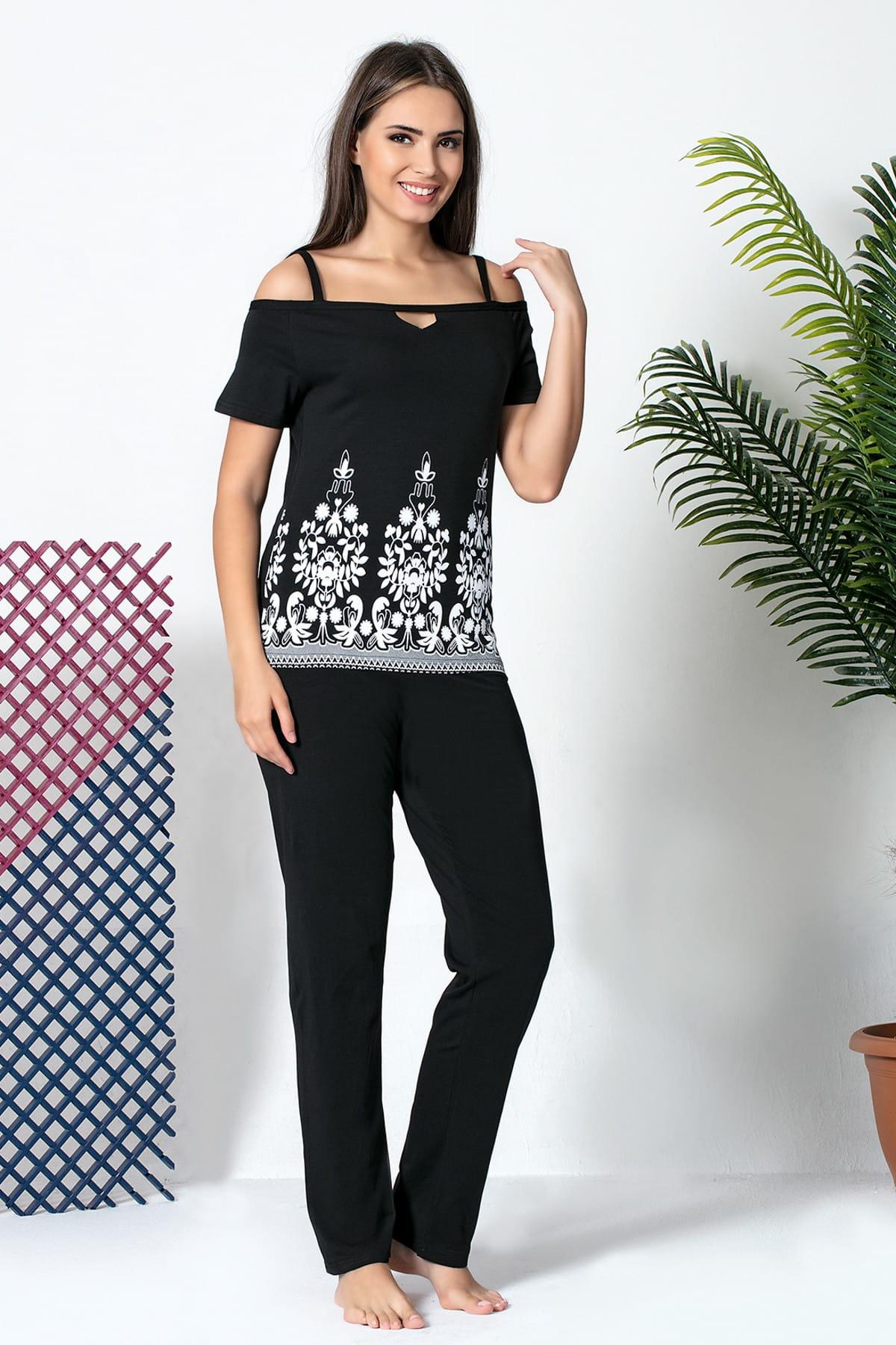 Siyah Inci Lady Black Cotton Lycra Pyjama Pak 1910... – Vicedeal