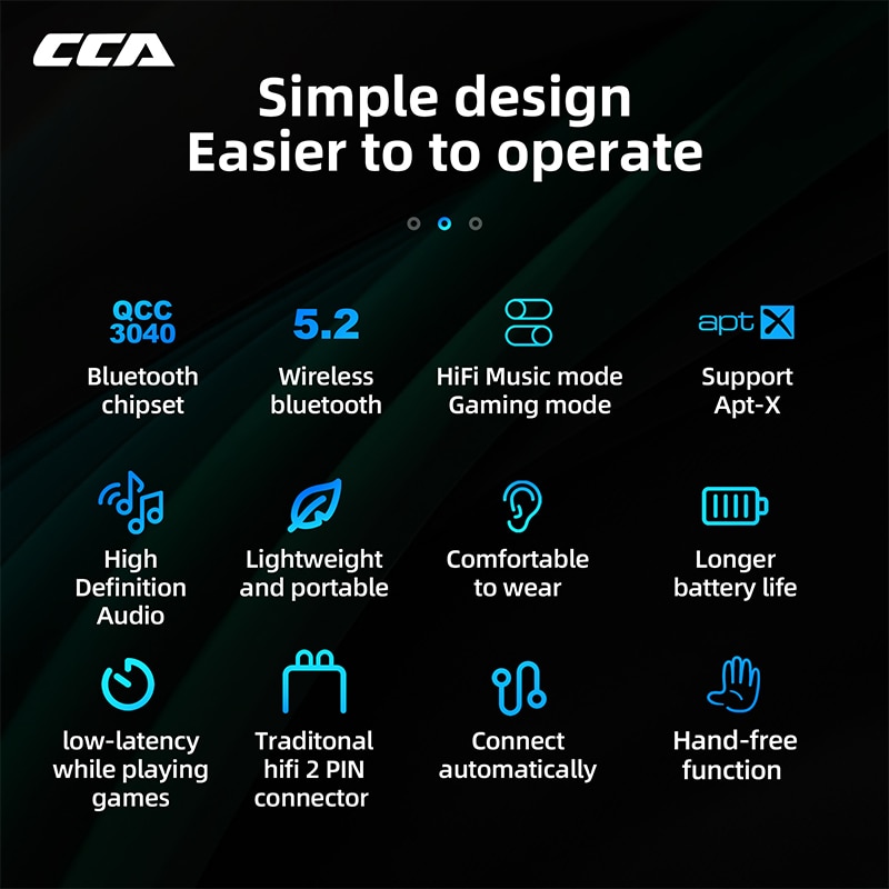 CCA BTX Wireless Earphones Ear Hook Module Bluetoo... – Grandado