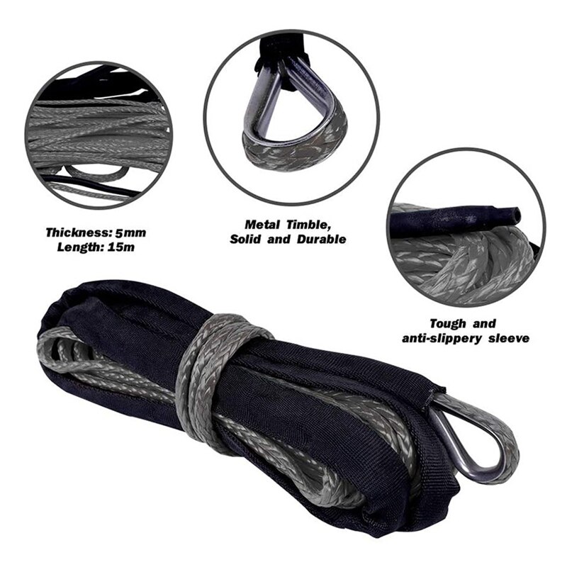 Synthetic Winch Rope, 15M 7700 Lbs Winch Line Cabl... – Grandado