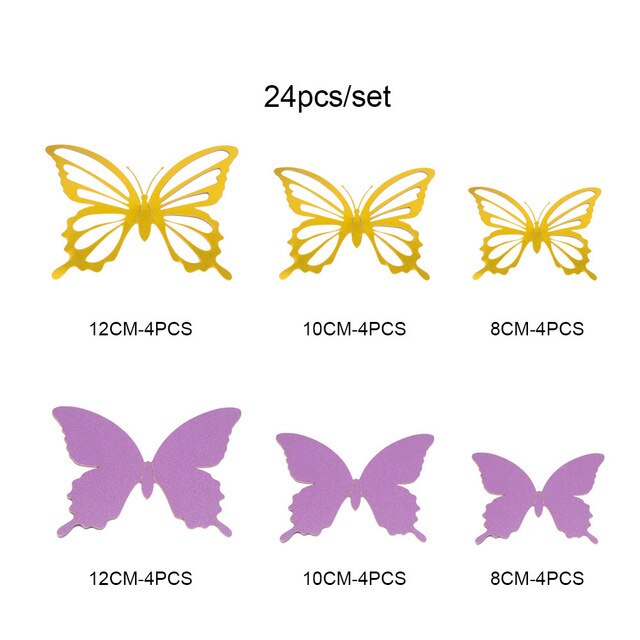 12Pcs Double-layer Paper 3D Butterfly Wall Sticker... – Grandado